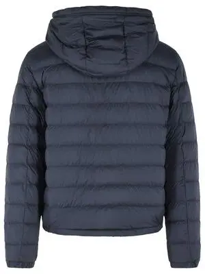 Moncler Navy Polyester Short 'vermeille' Hooded Down Jacket