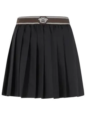Versace Pleated Mini Skirt With Medusa Elastic Waistband