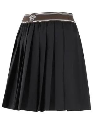 Versace Pleated Mini Skirt With Medusa Elastic Waistband