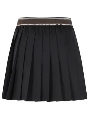 Versace Pleated Mini Skirt With Medusa Elastic Waistband