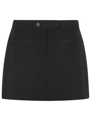 COURREGES Wool Blend Miniskirt With Embroidered Logo - Black