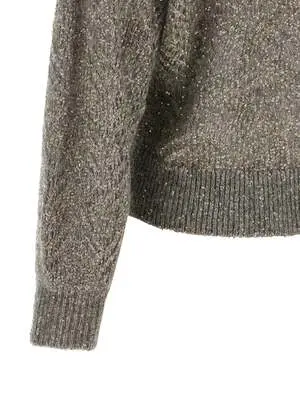 Brunello Cucinelli Dazzling Abstract Leaf" Sweater - Gray