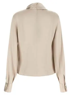 Brunello Cucinelli Asymmetrical Draped Blouse - Cream