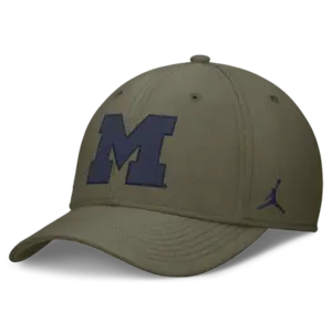 JORDAN BRAND Michigan Wolverines Primetime Swooshflex Dri-fit Hat - Olive