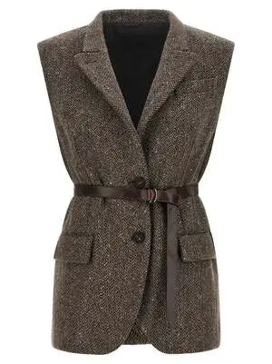 Brunello Cucinelli Mélange Wool Vest - Brown