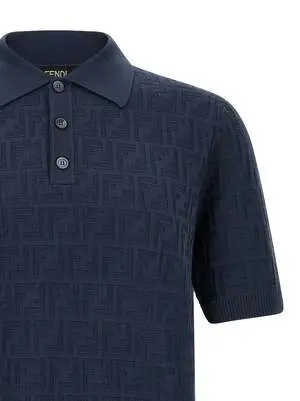 Fendi Ff Cotton Polo Shirt - Blue