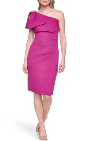 Eliza J Bow One-shoulder Cocktail Dress - Magenta