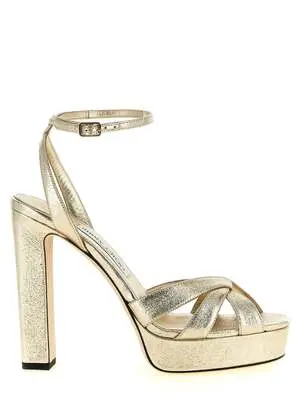 JIMMY CHOO Kove Metallic Platform Sandals - Gold