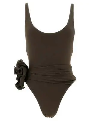 Magda Butrym 05' One-piece Swimsuit With Floral Embellishment - Brown