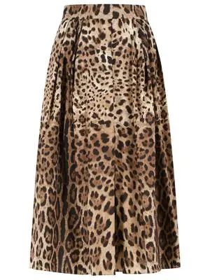 Dolce & Gabbana Leopard Print Cotton Midi Skirt