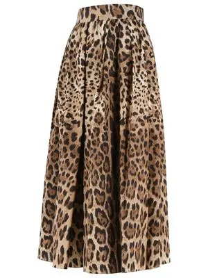 Dolce & Gabbana Leopard Print Cotton Midi Skirt