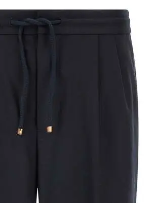 Brunello Cucinelli Wool Flannel Trousers - Blue