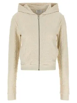 Off-White Off-White Terry Off Slim Zip-Up Hoodie Cream
