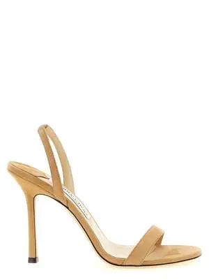 JIMMY CHOO Suede Slingback Stiletto Sandals - Cream