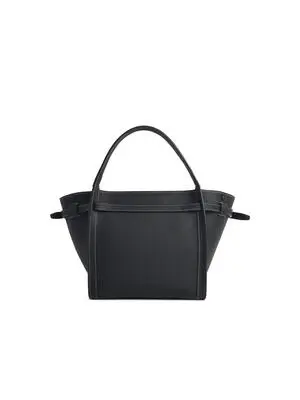 TOD'S Small Leather Shopping Bag With T Timeless Accessory - Black