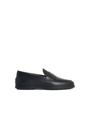TOD'S Leather Loafers With Embossed Logo - Black