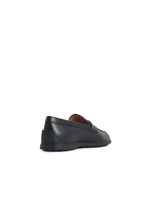 TOD'S Leather Loafers With Embossed Logo - Black
