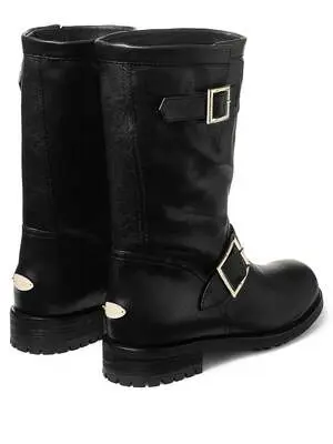 JIMMY CHOO Biker Mid Calf Leather Boots