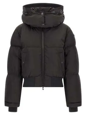 DIESEL® W-peyt-short-new-wd" Down Jacket With Ruffled Finish And Detachable Hood - Black