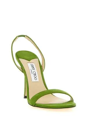 JIMMY CHOO Jenn Suede Slingback Stiletto Sandals - Green
