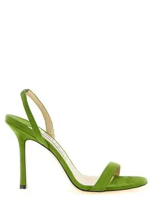 JIMMY CHOO Jenn Suede Slingback Stiletto Sandals - Green