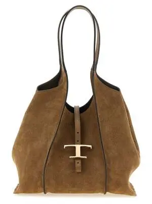 TOD'S Medium 't Timeless' Shopping Bag In Suede - Brown