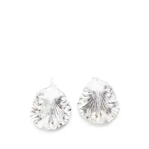 Cult Gaia Tone Leaf Engraved Earrings - Silver