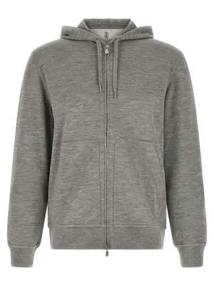 Brunello Cucinelli Cashmere And Silk Zip-up Hoodie - Gray