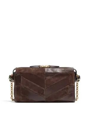 Valentino Garavani Small Shoulder Bag In Suede And Nappa Chevron - Brown