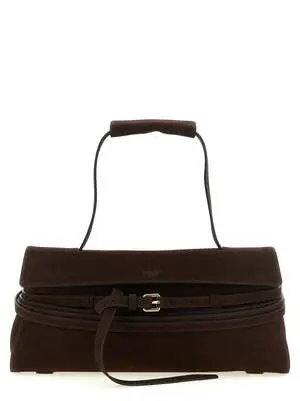 Moschino Tie Me' Shoulder Bag In Nubuck Leather - Brown