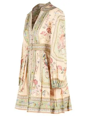 Zimmermann Roselight' Multicolored Linen Mini Dress