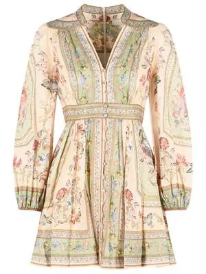 Zimmermann Roselight Ed Linen Mini Dress - Multicolor