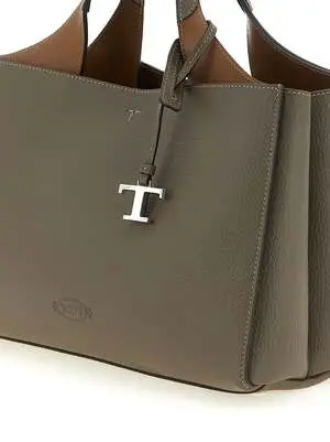 TOD'S Small Leather Bucket Bag - Gray