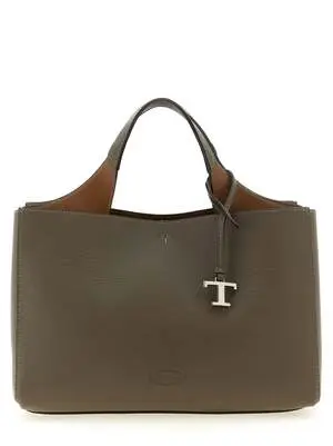 TOD'S Small Leather Bucket Bag - Gray