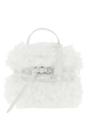 Moschino Tie Me' Small Handbag In Sheepskin And Leather - White