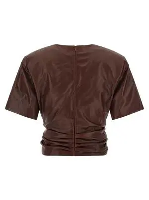Magda Butrym 15' Sheep Leather T-shirt With Floral Appliqu