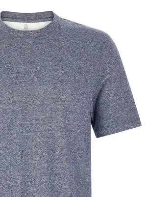 Brunello Cucinelli Mélange Linen Blend T-shirt - Blue