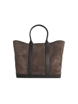 TOM FORD Large Suede Tote Bag With Hammered Leather Details - Brown