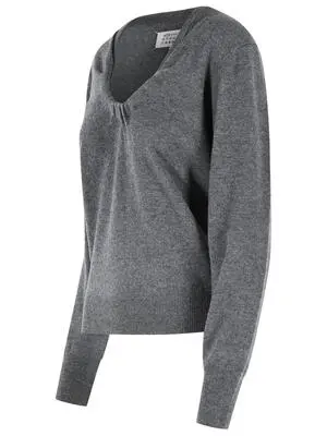 MAISON MARGIELA Twist Detail Virgin Wool Sweater - Gray