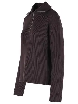 COURREGES Ribbed Merino Wool Quarter Zip Sweater - Multicolor