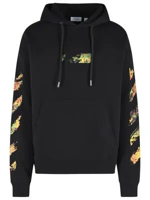 Off-White Cotton Sweatshirt With Graphic Print - Black