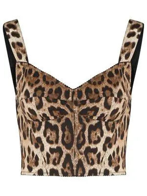 Dolce & Gabbana Leopard Print Bustier - Brown