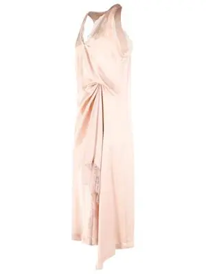 MAISON MARGIELA Silk Blend Midi Dress With Lace Trimming