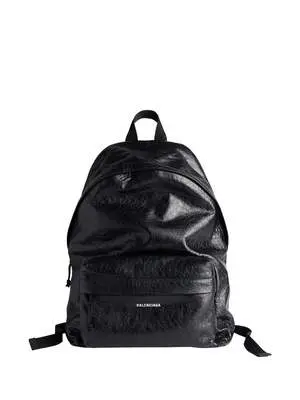 Balenciaga Explorer Backpack In Arena Leather - Black