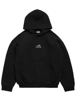 Balenciaga Fleece Hoodie With Printed Artwork - Black