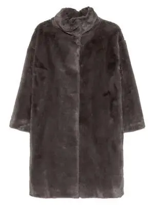 Herno High-neck Faux Fur Coat - Gray