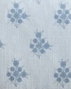 Quince Piped Block Print Cotton Pillow Cover - Light Blue