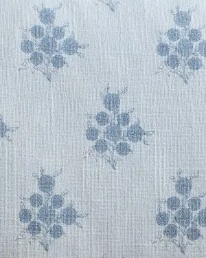 Quince Piped Block Print Cotton Pillow Cover - Light Blue