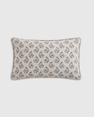 Quince Piped Block Print Cotton Pillow Cover Natural