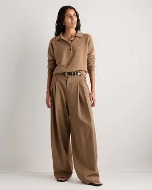 Quince Mongolian Cashmere Button Polo Sweater - Teak